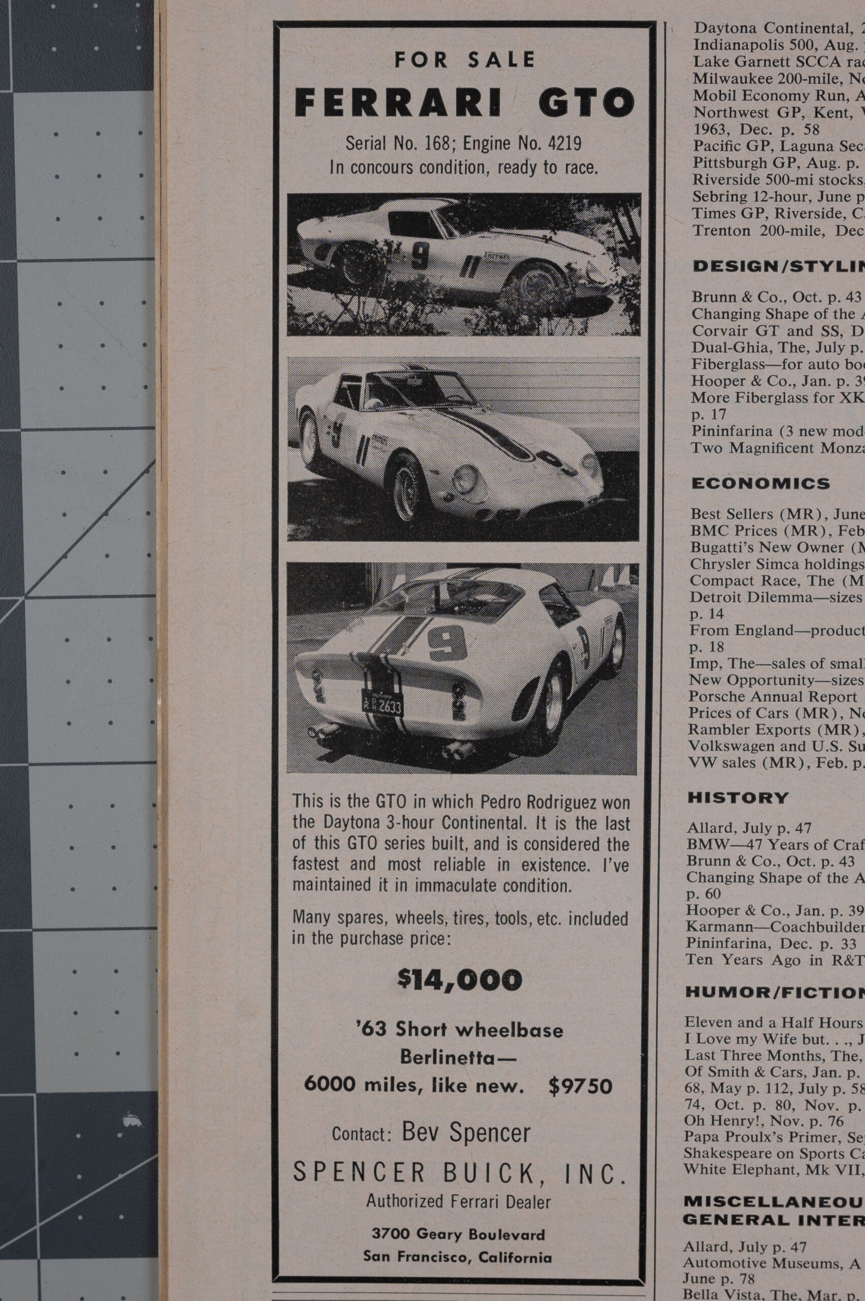 This $14,000 Ferrari 250 GTO Ad Is Real. Here's What Happened to the Car