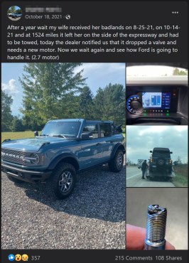 Ford Bronco Owners Reporting Widespread Engine Failures | The Drive