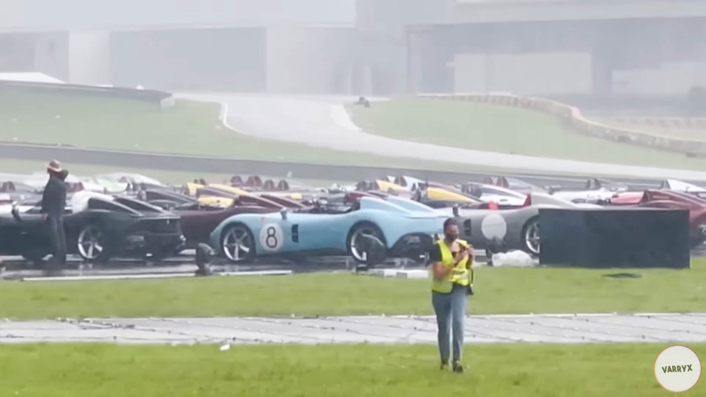 Nearly 80 Roofless Ferrari Monzas Caught in Surprise Rainstorm at Owner ...