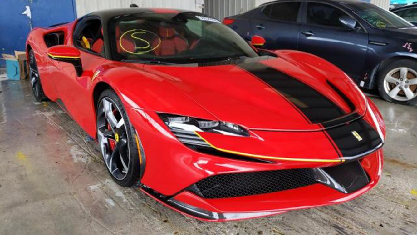 Flooded $1M Ferrari SF90 Stradale Pops Up for Sale at Salvage Auction