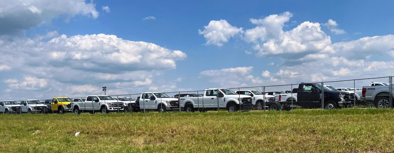 Unfinished Ford Trucks Keep Piling Up in Massive Lots Visible From Space