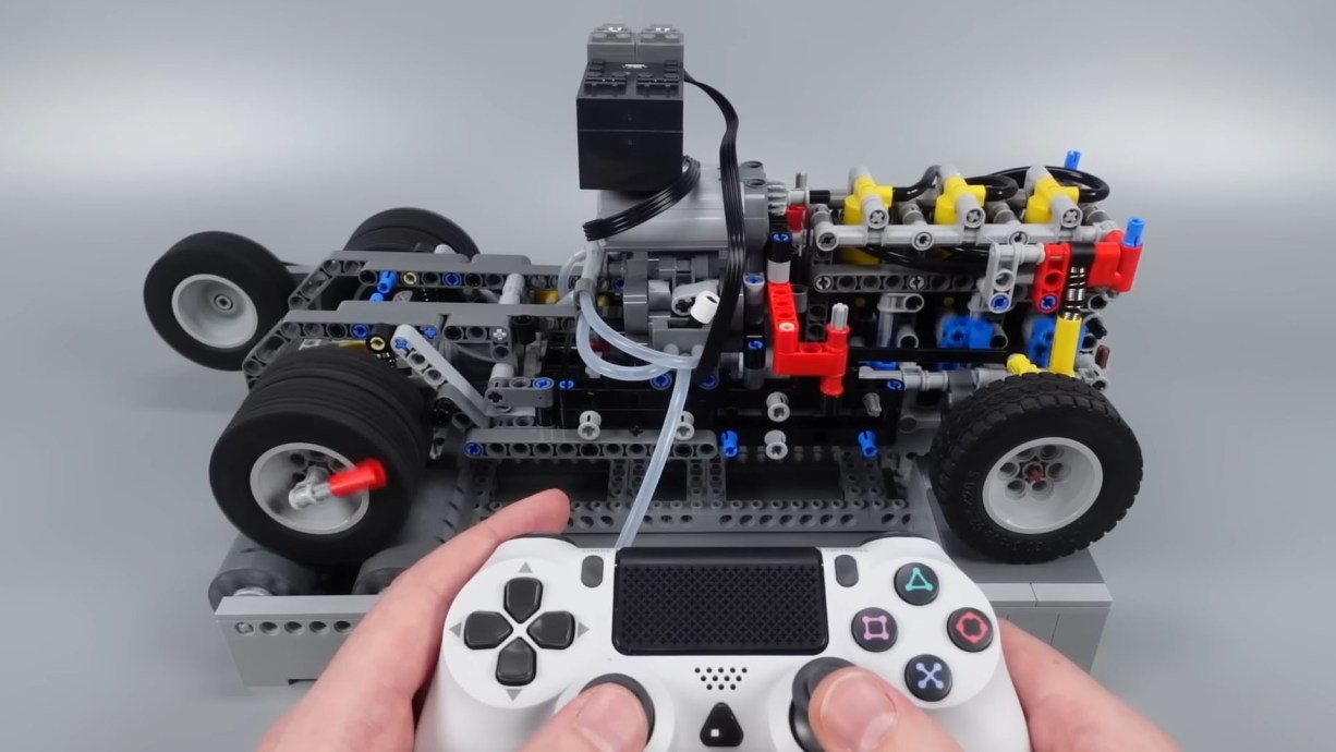 Watch This Air-Powered Lego Truck Run Well With a Three-Cylinder Engine