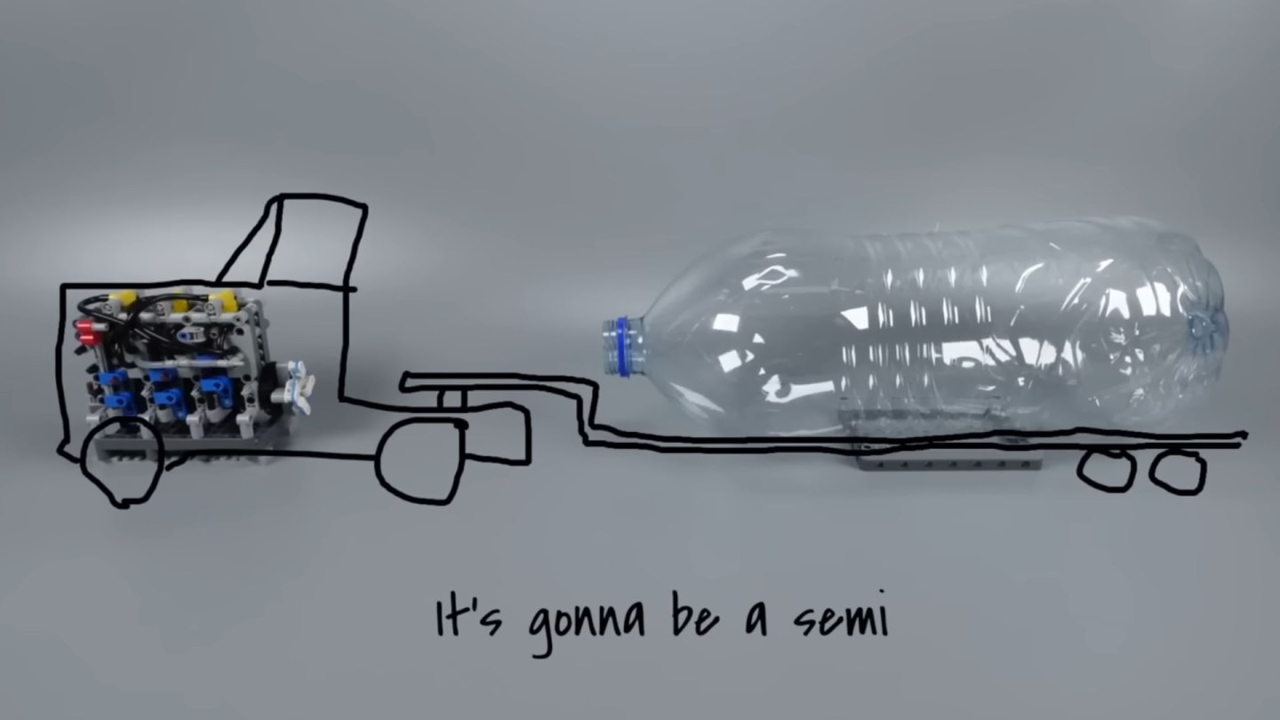 Watch This Air-Powered Lego Truck Run Well With a Three-Cylinder Engine