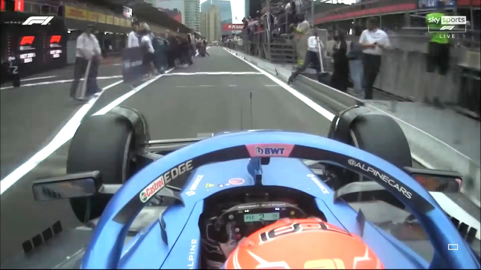 Watch Ocon Narrowly Avoid Hitting People During Chaotic Baku F1 Pit Stop
