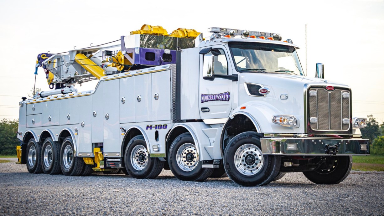 Monstrous Tri-Steer Peterbilt Truck Is a 100-Ton Wrecker for Those Big Jobs