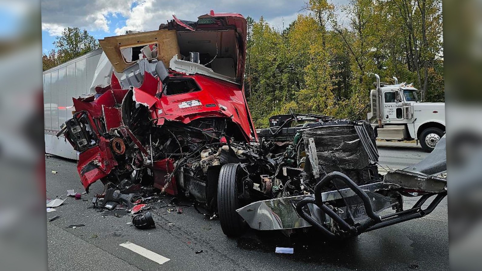Semi Truck Driver Walks Away From Crash That Obliterated Their Truck Cab