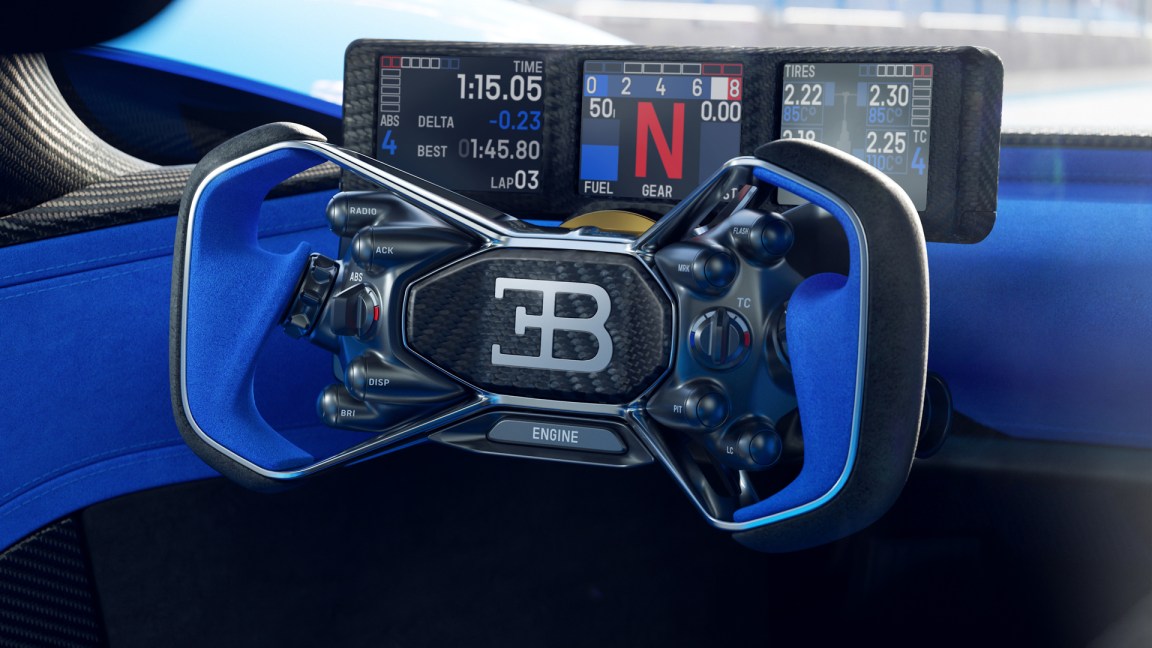 The Bugatti Bolide's Interior Is a Track Day Paradise Draped in Blue