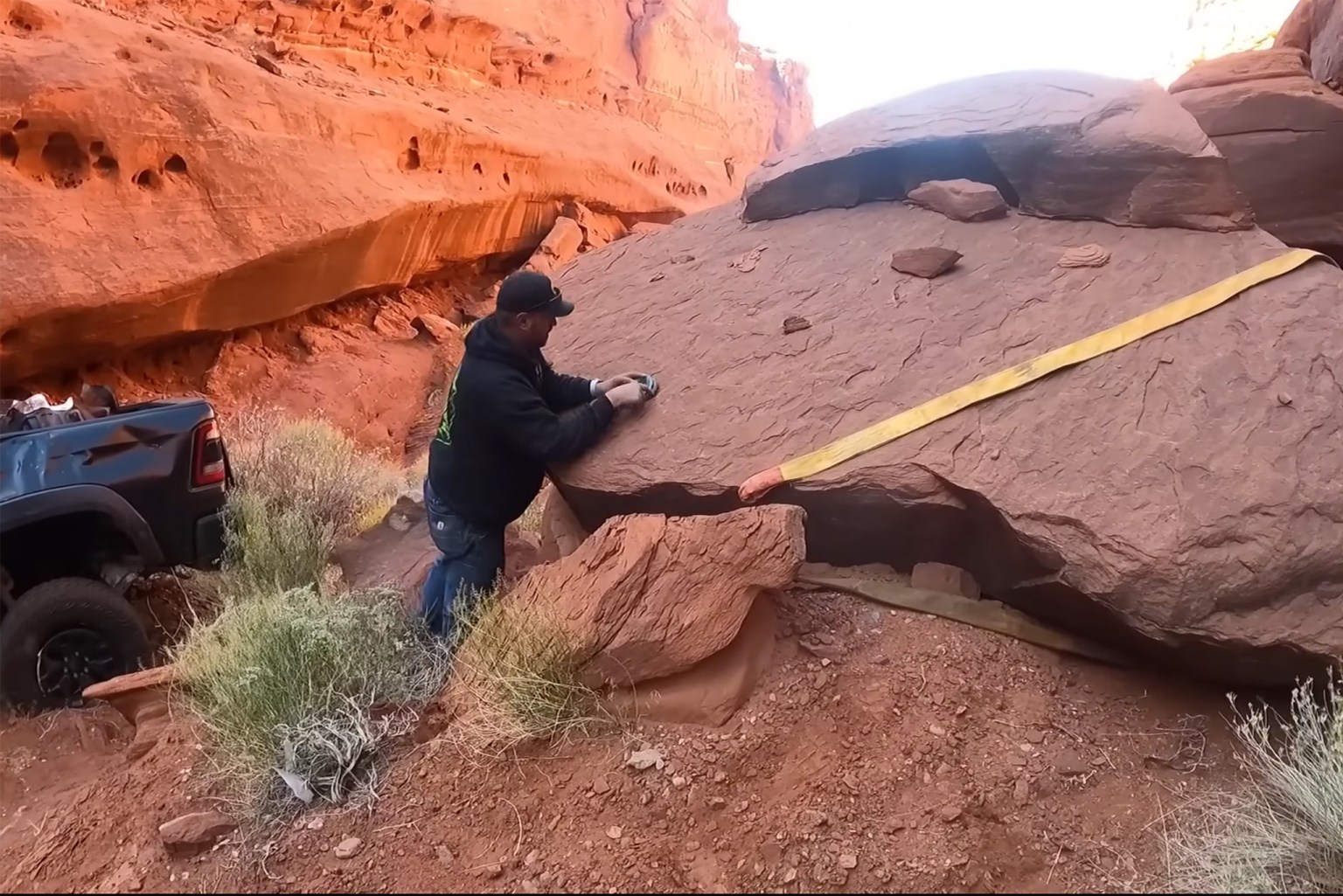 Recovering Destroyed Ram TRX That Fell Off Moab Cliff Took Creativity