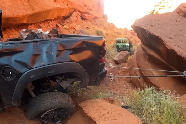 Recovering Destroyed Ram TRX That Fell Off Moab Cliff Took Creativity