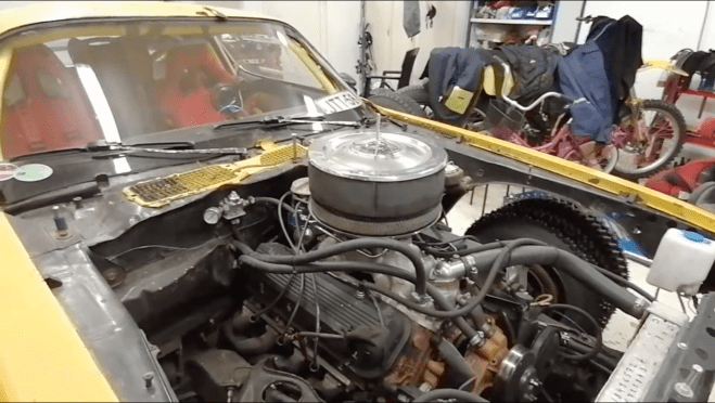 Big-Block Chevrolet Camaro Ice Racer Runs Double Dually Studded Tires