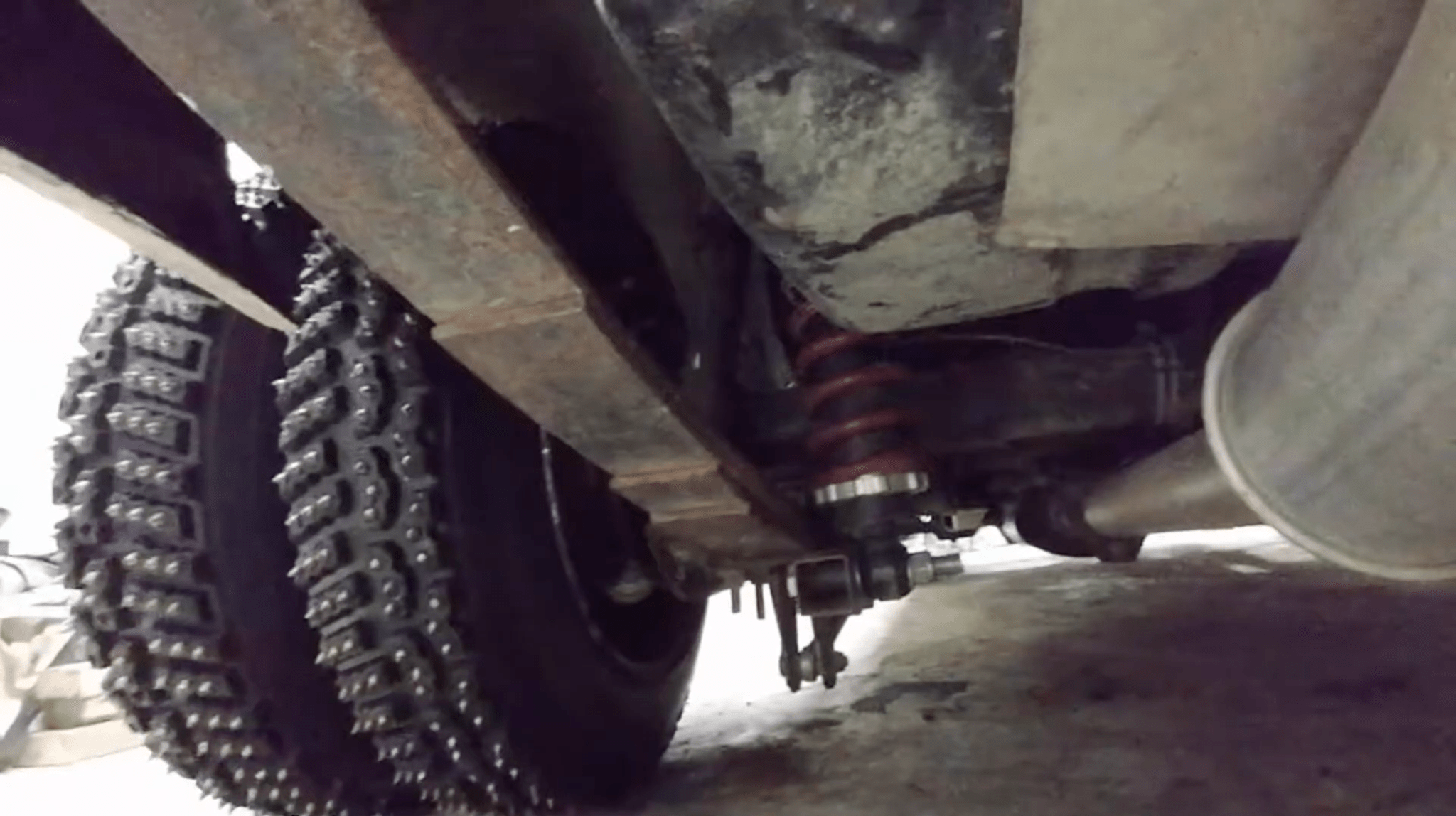 Big-Block Chevrolet Camaro Ice Racer Runs Double Dually Studded Tires