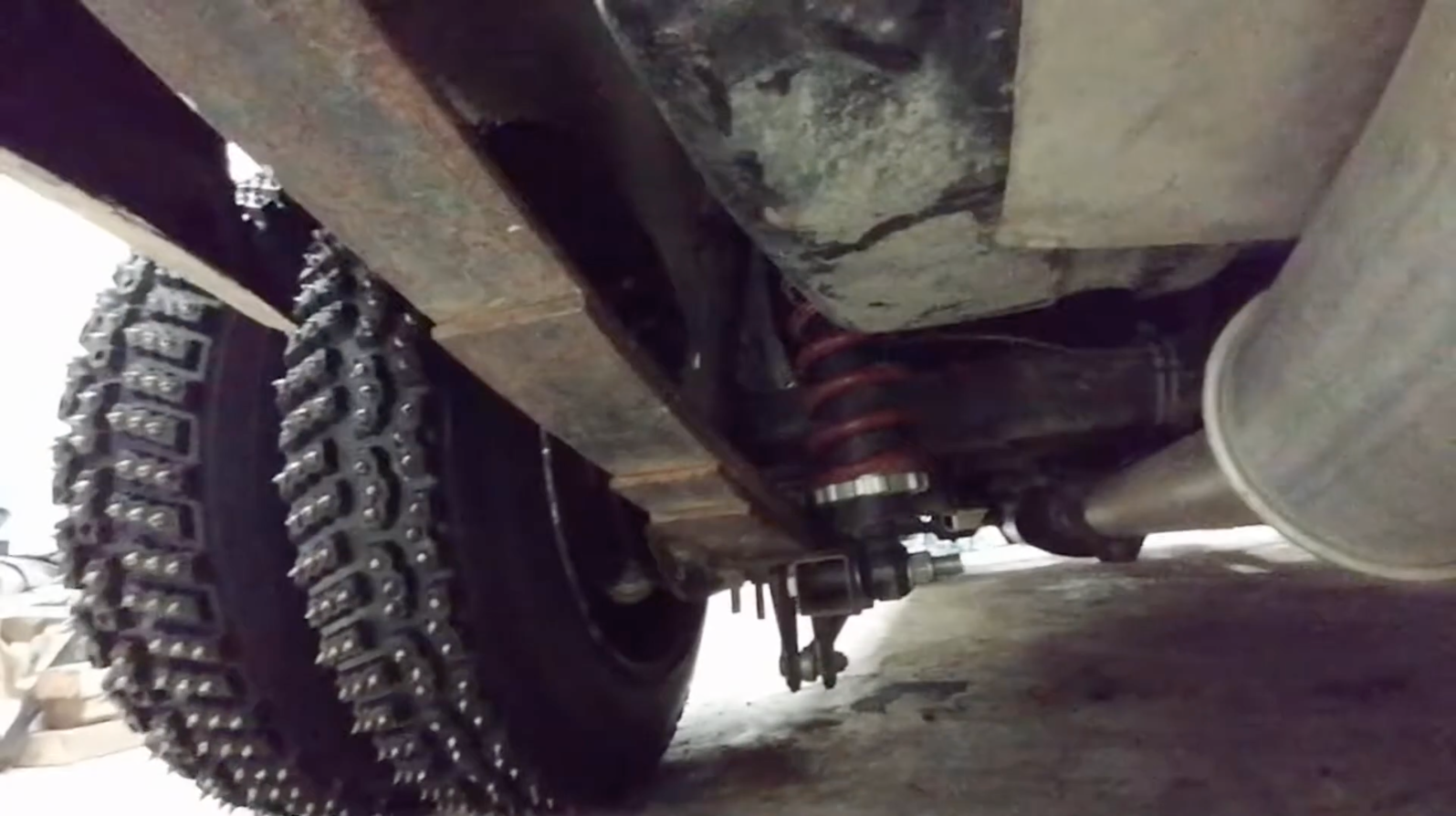 Big-Block Chevrolet Camaro Ice Racer Runs Double Dually Studded Tires