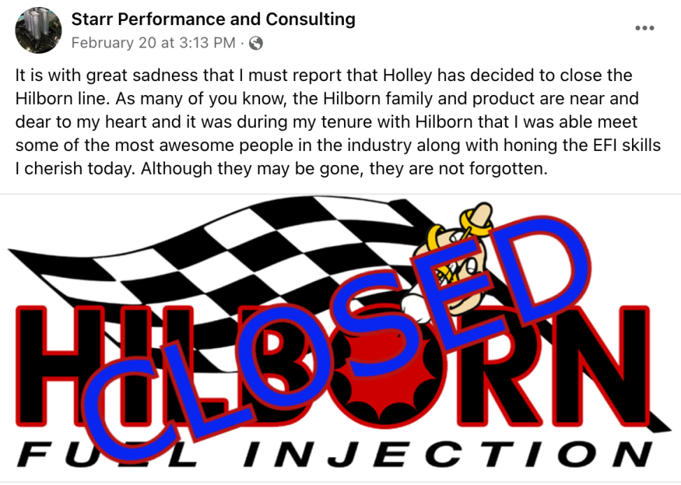 Holley Shuts Down Iconic Hilborn Brand After 70 Years