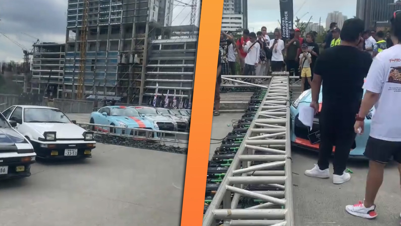 These JDM Sports Cars Almost Got Crushed by a Falling Light Truss at a ...