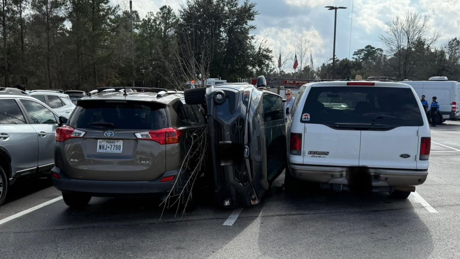 Driver 'Lost Control' Parking, Wedged Their Subaru Sideways Between Two ...