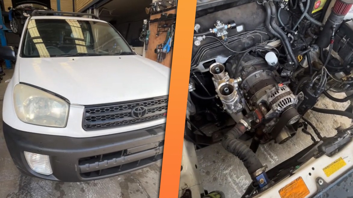 This Mazda Two-Rotor-Swapped Toyota RAV4 Is Pure Comedy