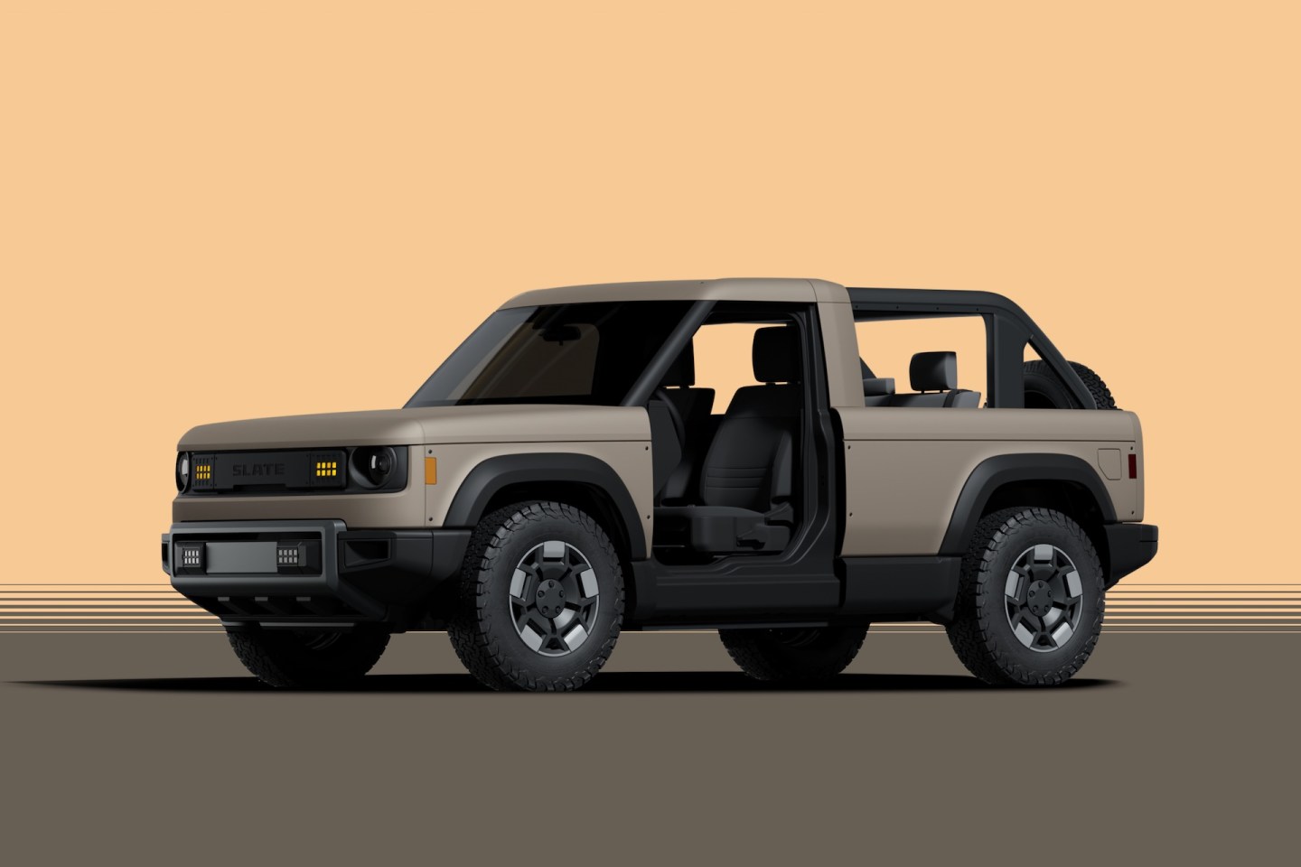 The Slate Truck Can Become a Budget Defender SUV With Optional IKEA-Style Kit