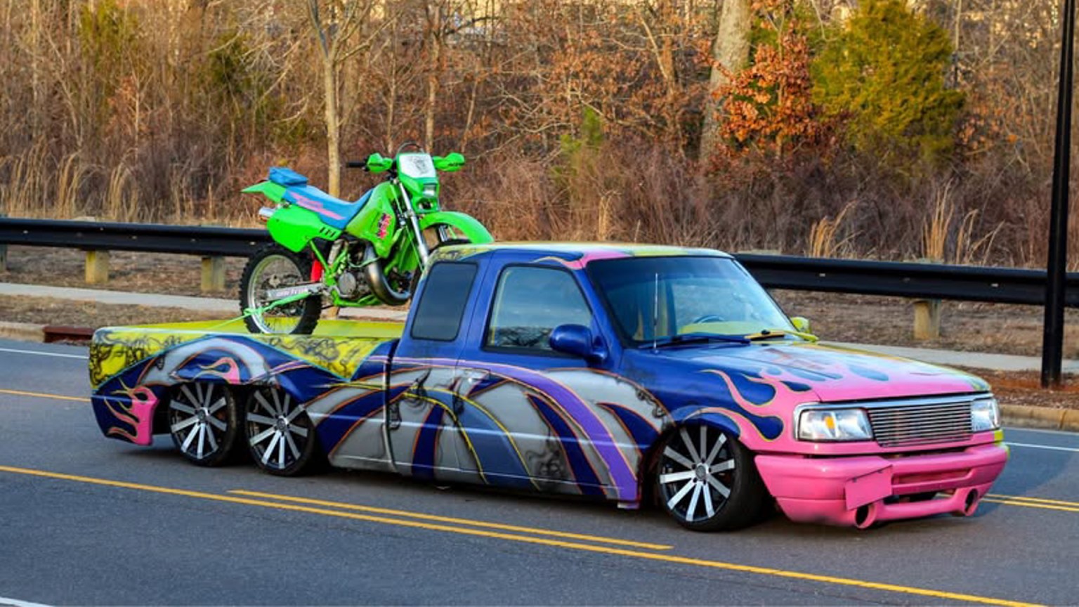 Slammed Six-Wheeled Ford Ranger For Sale Looks Like a Flavortown Parade ...