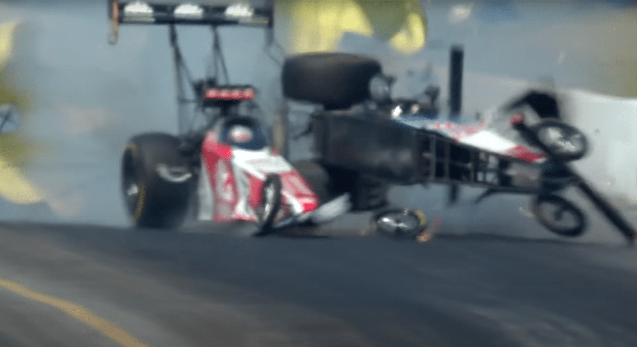 NHRA Top Fuel Cars Crash After 335-MPH Run, Slamming Tony Stewart on ...