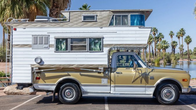 1968 Chevy Truck With a Three-Story Slide-In Camper Is Your Ticket to ...