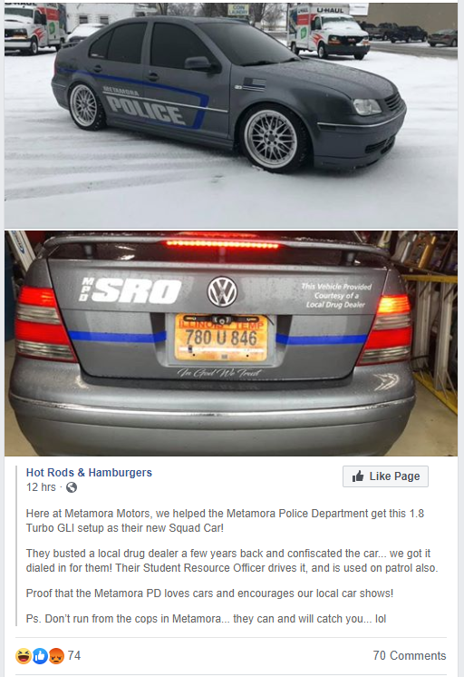 Illinois PD Adds Seized MK4 Volkswagen Jetta GLI to Cop Car Fleet