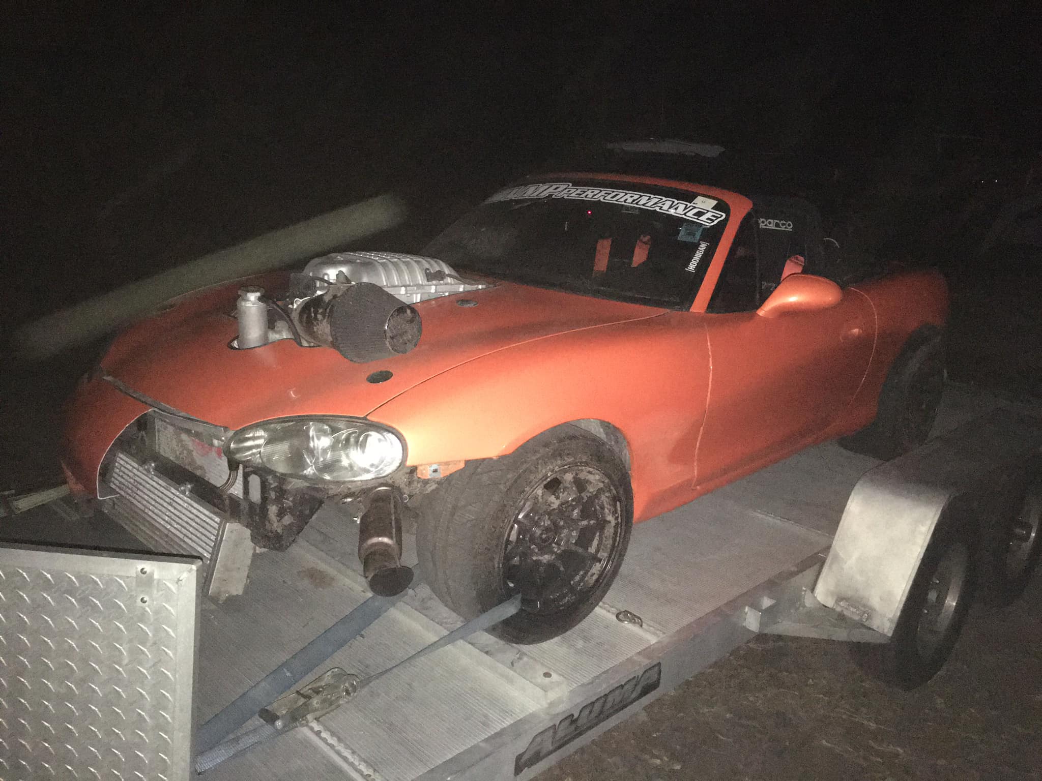 Legendary Hellcat-Powered Mazda Miata Lands in Ditch After Leaving Car Meet