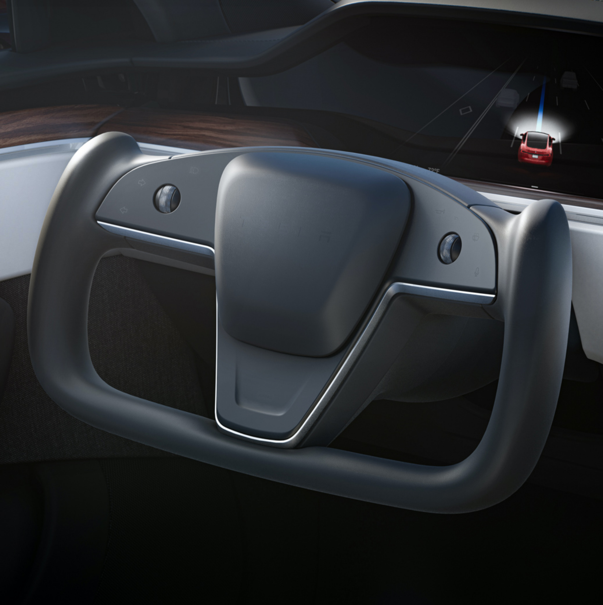 The Refreshed Tesla Model S Has a Goofy KITT-Style Steering Wheel
