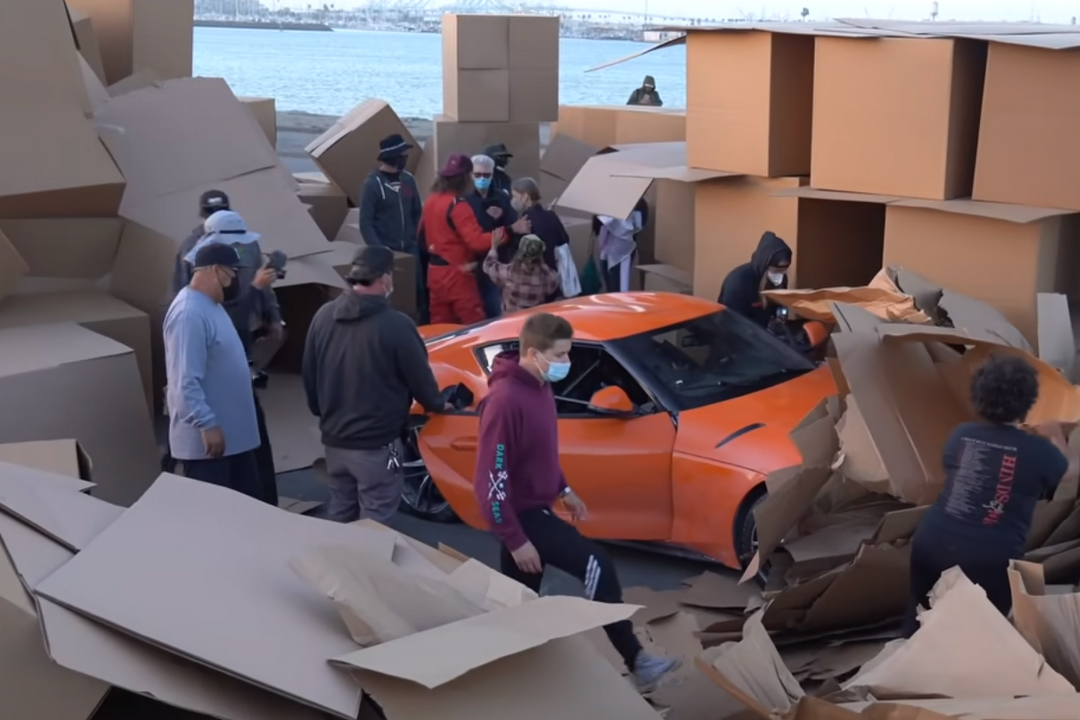 How Toyota Launched a Supra 100 Feet Into Some Cardboard