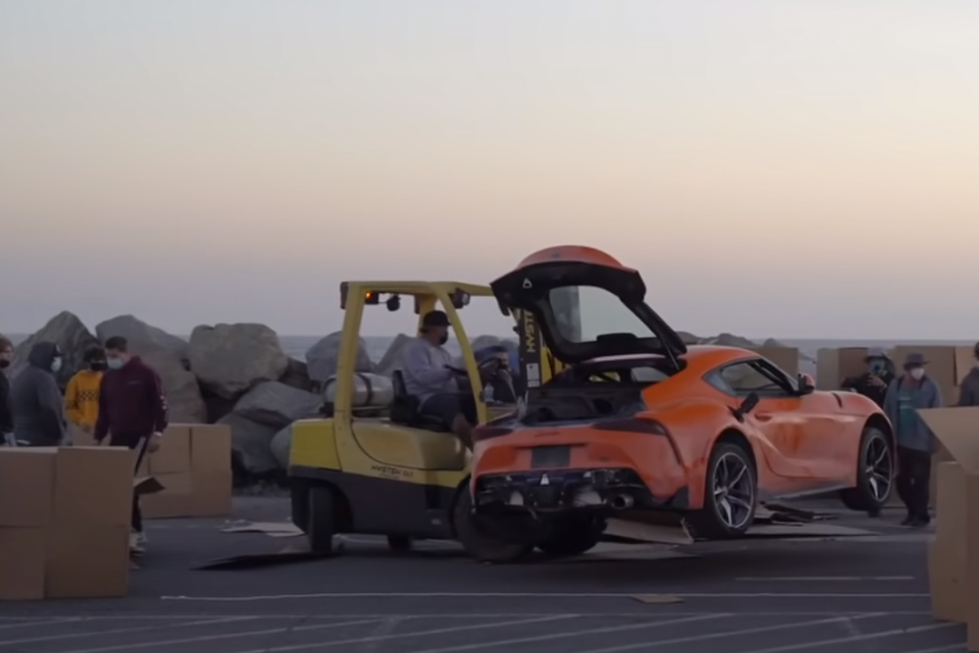 How Toyota Launched a Supra 100 Feet Into Some Cardboard