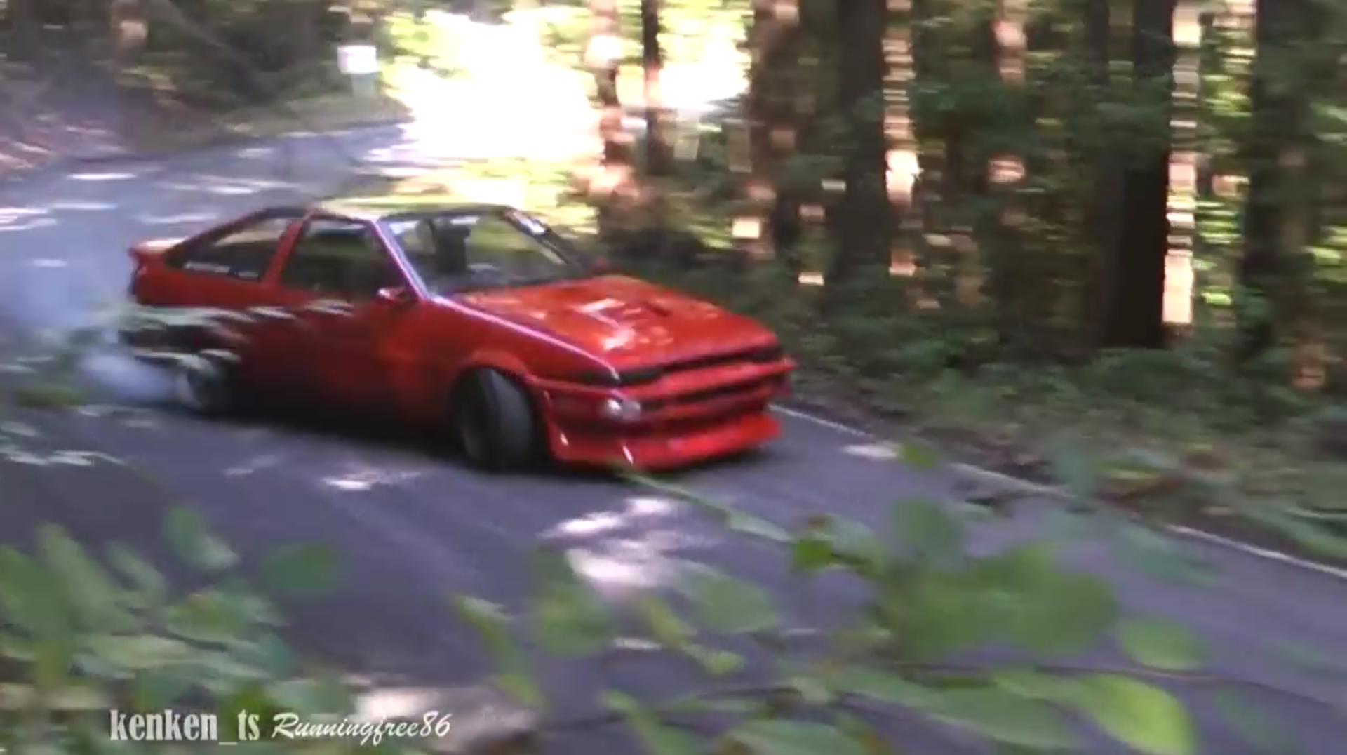 Watch Running Free's AE86 Drift Team Attack Nikko Circuit and Gunsai