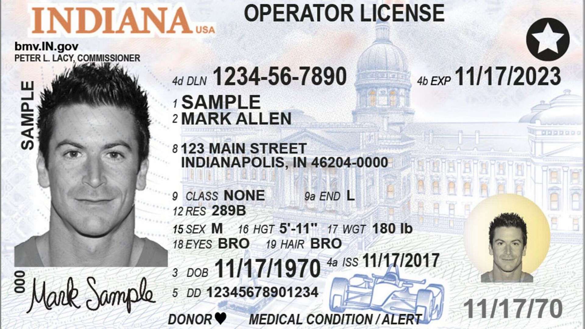 Indiana Unveils New Driver's License With Indy 500 Racing Car Image