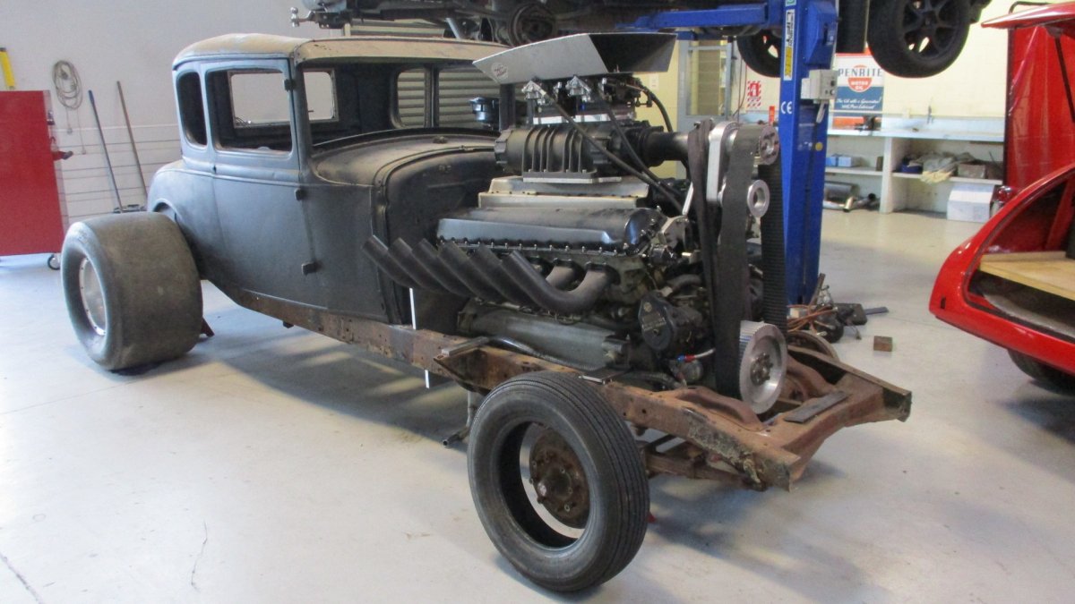Frankenstein Ford Model A Ditches V-8 for 27-Liter Supercharged Tank Engine