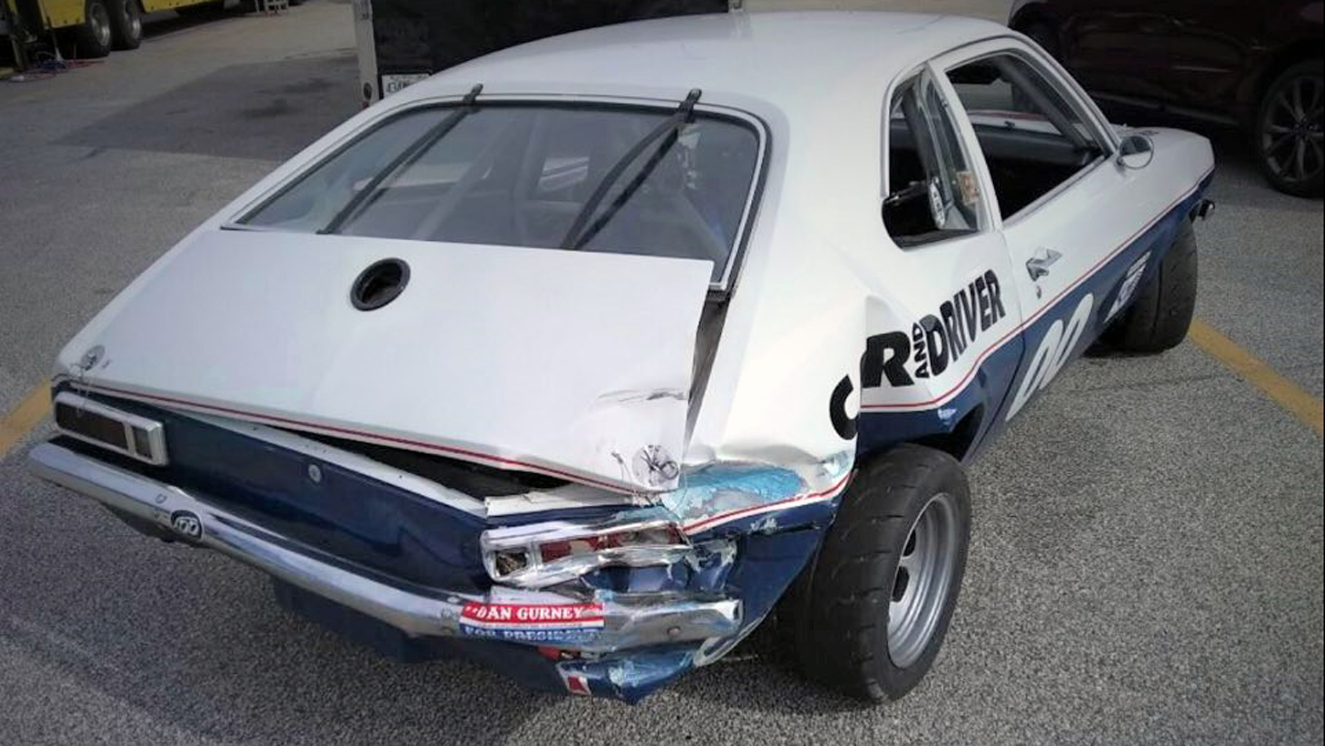 Car And Driver Ford Pinto Race Car Eats Wall At Daytona Historic Races